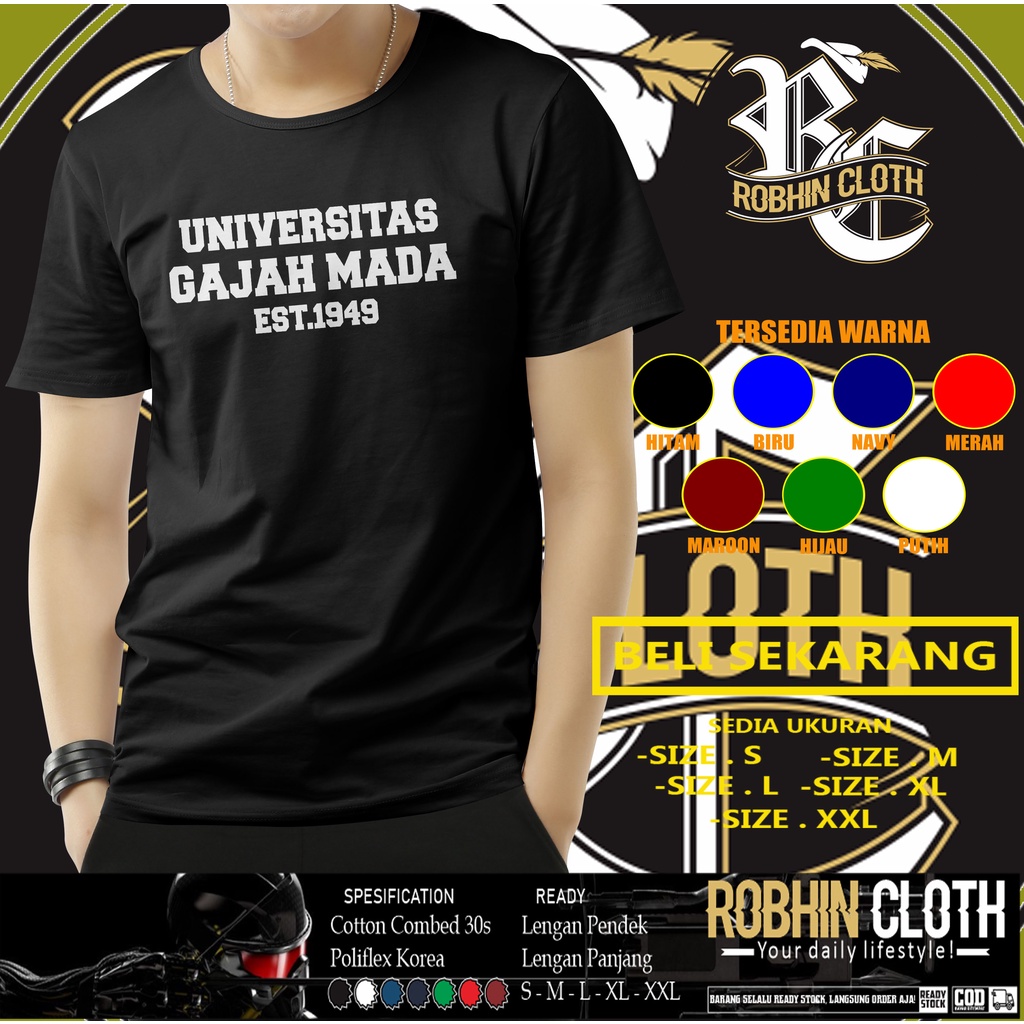 Jual Kaos Kampus UGM Universitas Gadjah Mada 1949 Baju Distro | Shopee ...