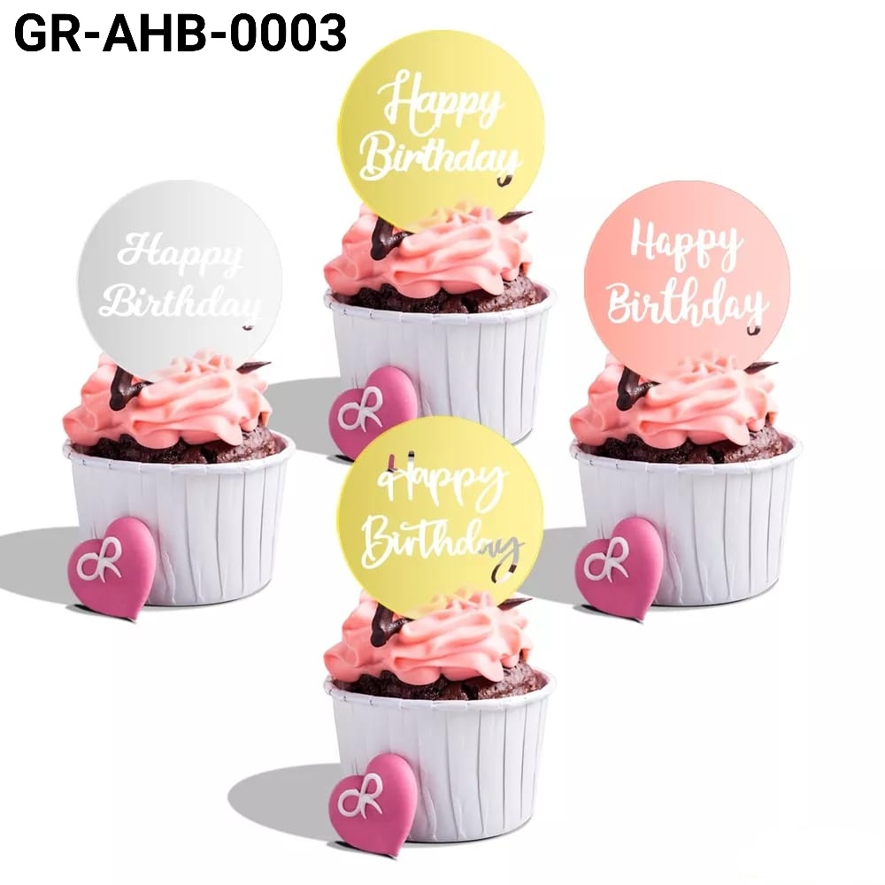 Jual GR-AHB-0003 Cake Topper kue akrilik acrylic mirror happy birthday ...