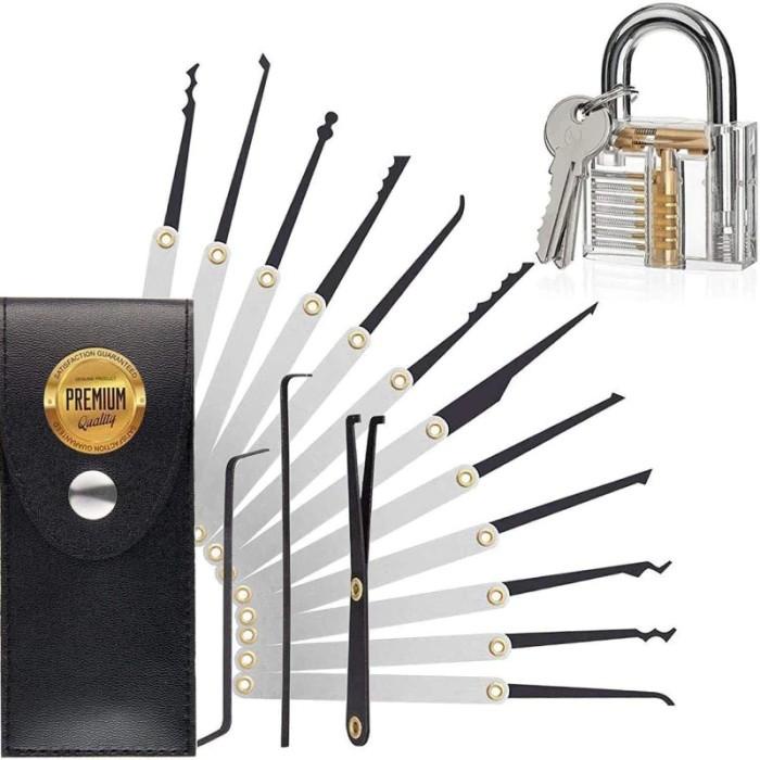 Jual Lockmall 21 In 1 Portable Lock Pick Practice Tool Kit Padlock Set ...