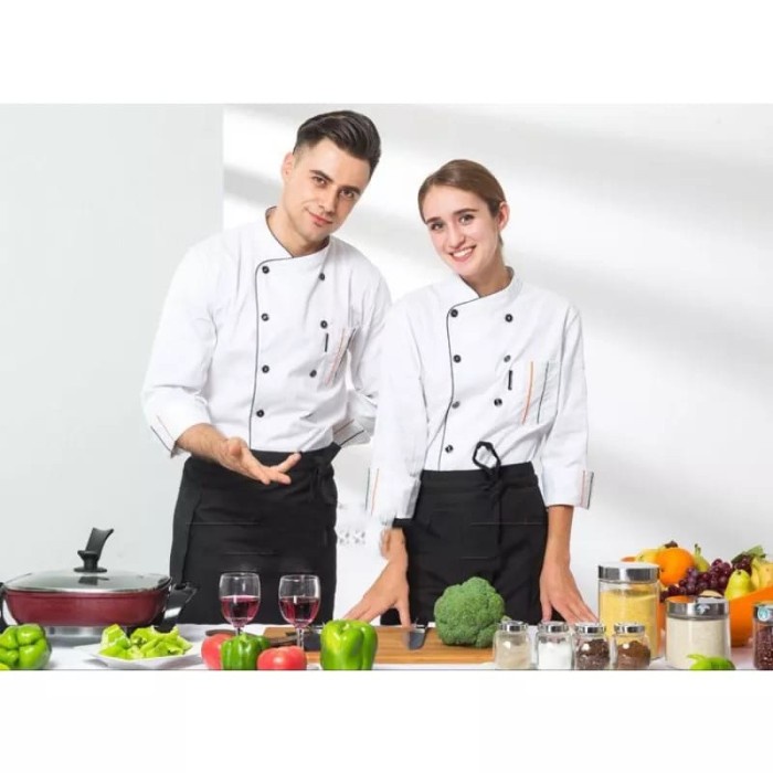 Jual Best Seller Baju Koki Seragam Koki Seragam Chef Lengan Panjang ...