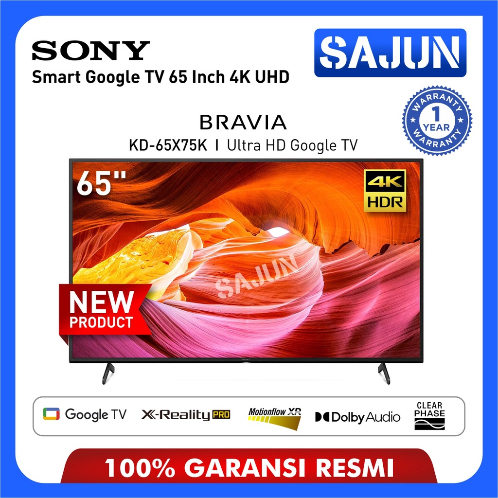 Jual SONY BRAVIA 65X75K 4K UHD HDR Smart Google Android TV 65 Inch KD ...
