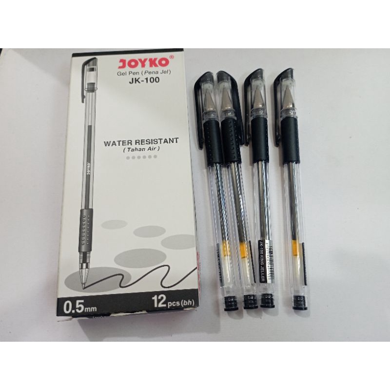 Jual BOLPEN JOYKO GEL PEN JK-100 0,5 mm, 12 pcs / hitam / pack | Shopee Indonesia