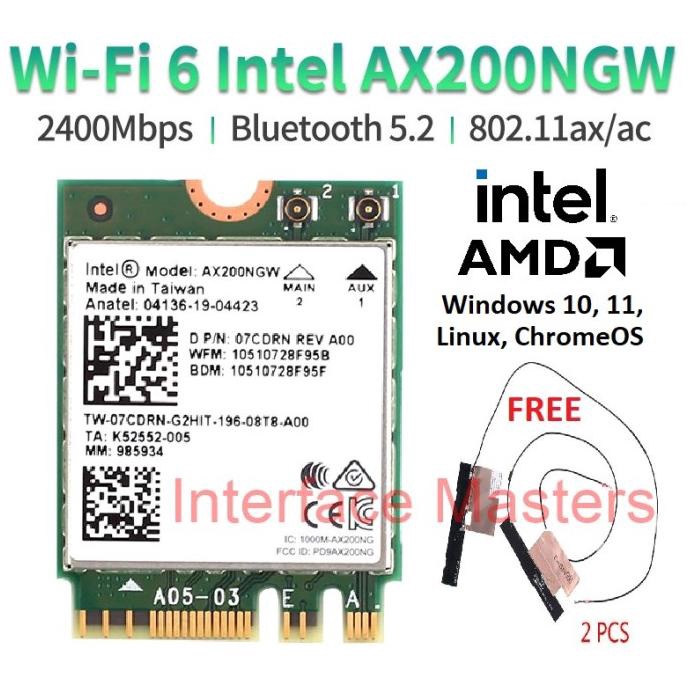Jual Wifi 6 Wireless Card Intel Ax200 Bluetooth 5.1 Ax Ac Ngff M.2 2G 5G M2 | Shopee Indonesia