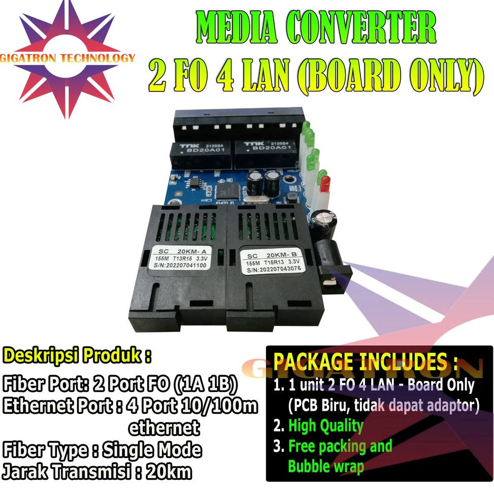 Jual TREN TERBARU Media Converter Fiber Optic 2 Port FO 4 Port LAN 10/ ...