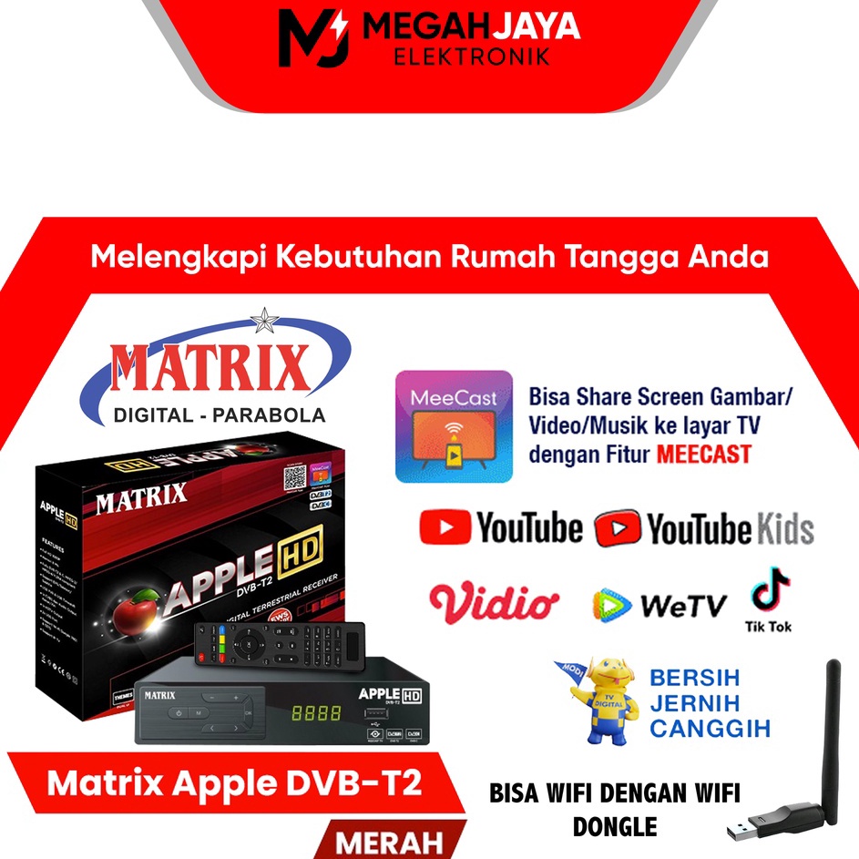 Jual -0OT MATRIX STB SET TOP BOX TV DIGITAL APPLE MERAH / BURGER ...