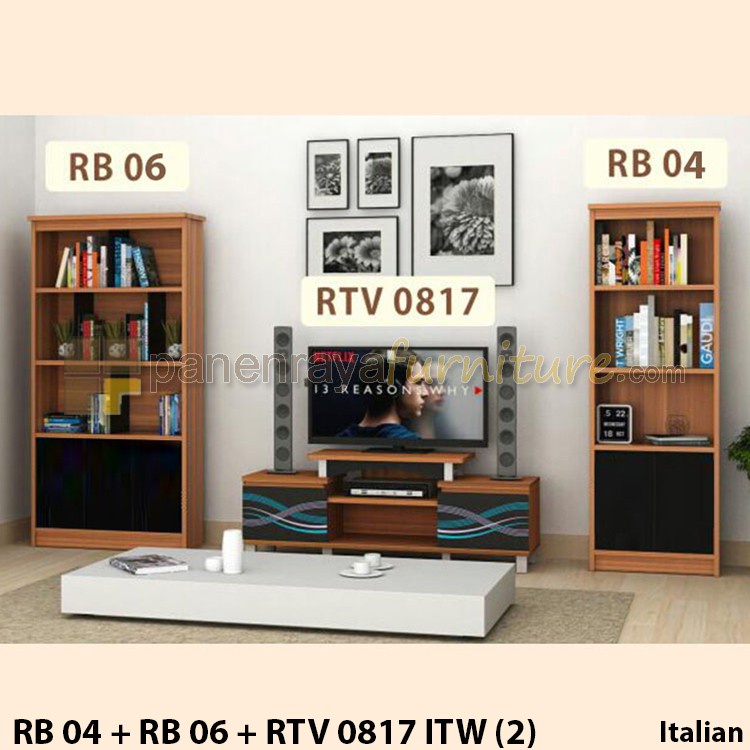 Jual PAKET 2 Rak Buku + Rak TV Minimalis Romaro RB04 + RB06 + RTV0817(2 ...