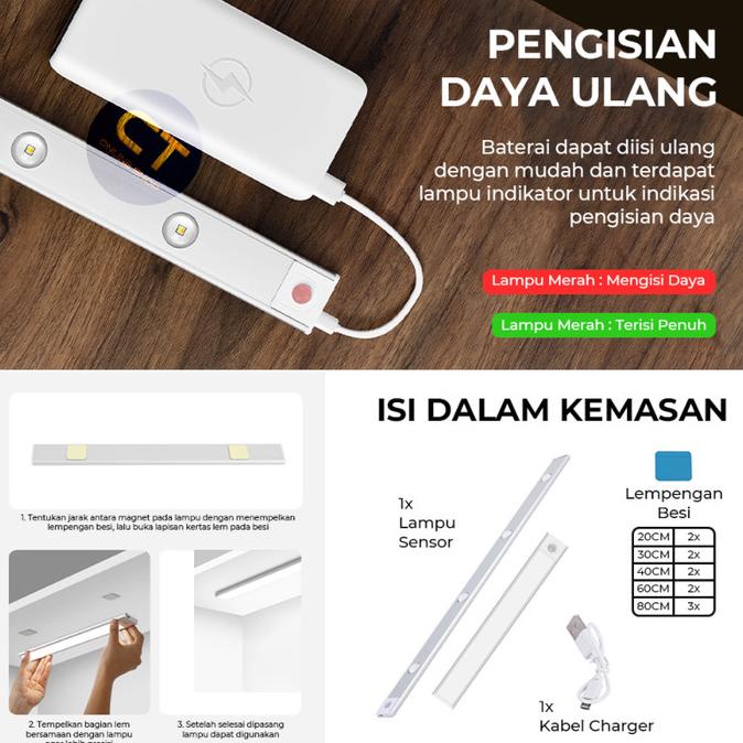 Jual Lampu PIR Sensor Gerak Otomatis LED Bar Light Lemari Dinding ...
