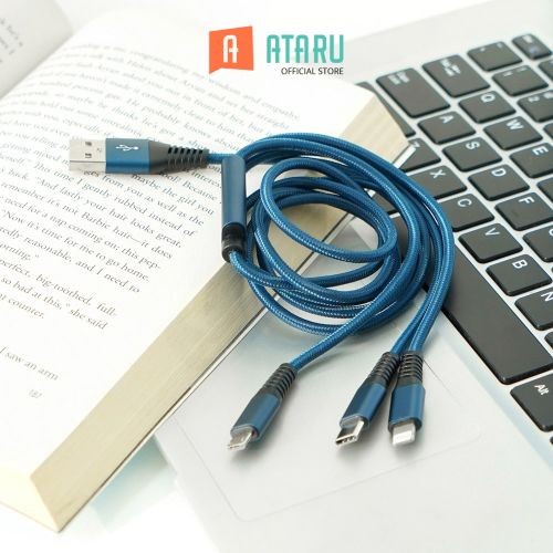 Jual Kabel Charger Usb Aluminium 3 In 1 - Biru | Shopee Indonesia