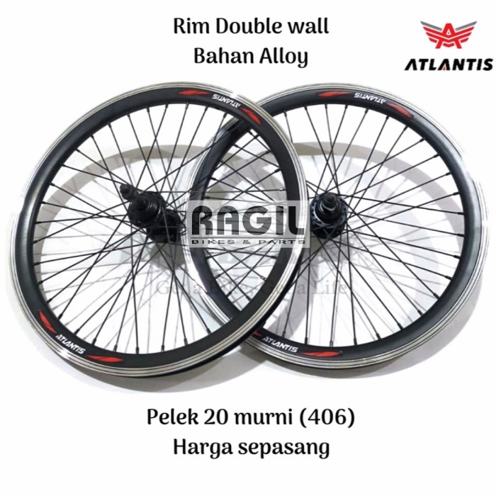 Jual Wheelset Velg Rims 20 Atlantis 20" Inch Roda Sepeda Jadi Wheel Set ...