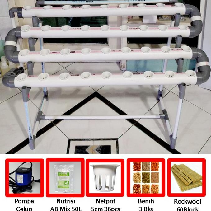 Jual PAKET INSTALASI MODUL HIDROPONIK SET STARTER KIT NFT PIPA 2 DIM ...