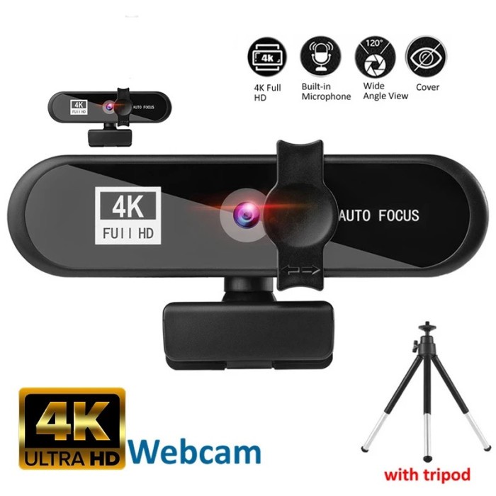 Jual Best Seller Webcam Full Hd 2K 4K Pc Laptop Camera Auto Focus Video ...