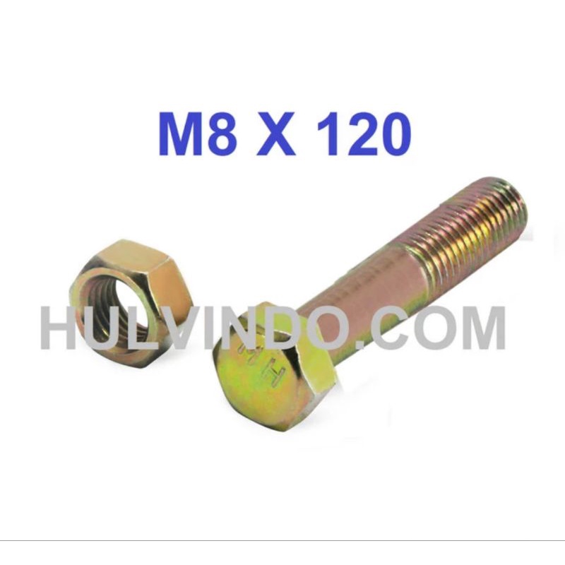 Jual BAUT MUR HEX 8X120 KUNING KUNCI 12 | Shopee Indonesia