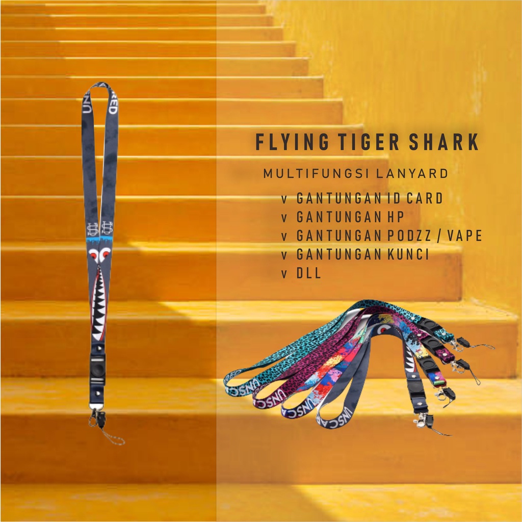 Jual Unscarred Tali Lanyard FLYING TIGER SHARK / Tali Gantungan ID Card ...