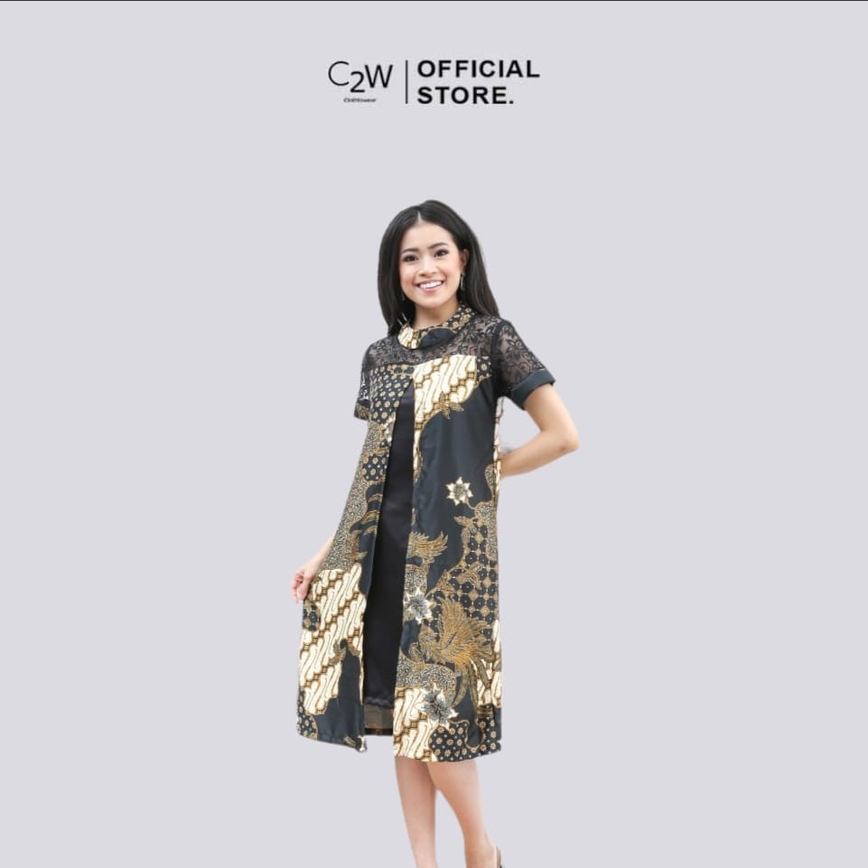 Jual C2W Clothtowear Sh Split Dress Wanita All Size Satin Women's Clothes Fashion YSY | Shopee ...