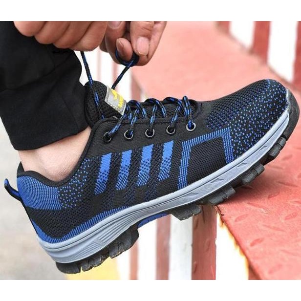 Jual Sepatu Safety sporty Import Strip Biru 5B ringan murah sneaker ...