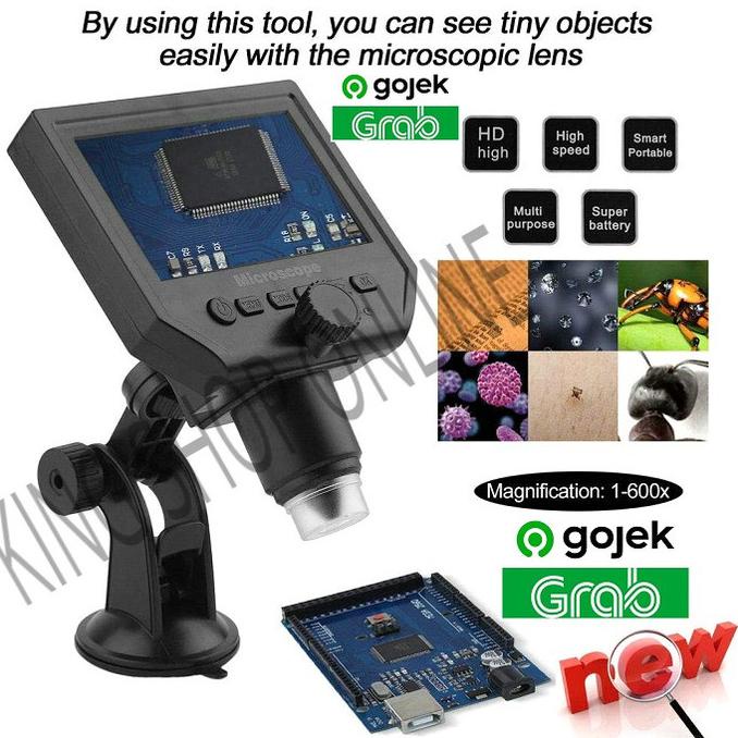Jual Microscope Digital Portable Digital Mikroskop 600X Lcd Display 4 ...