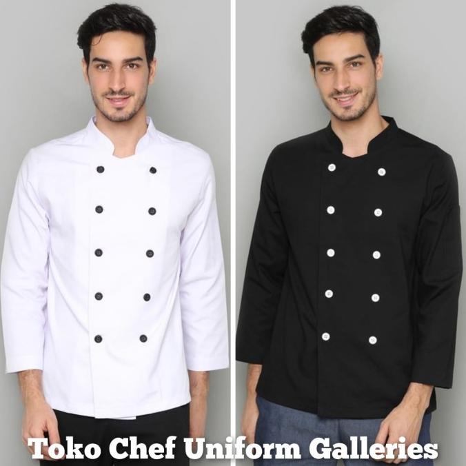 Jual Baju Chef Seragam Baju Koki Lengan Panjang Hitam Premium Quality ...