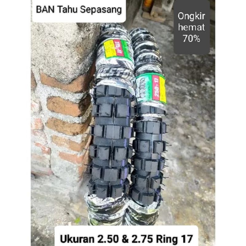 Jual ban motor model tahu cross set depan belakang 2.50 ring 17 dan 2. ...