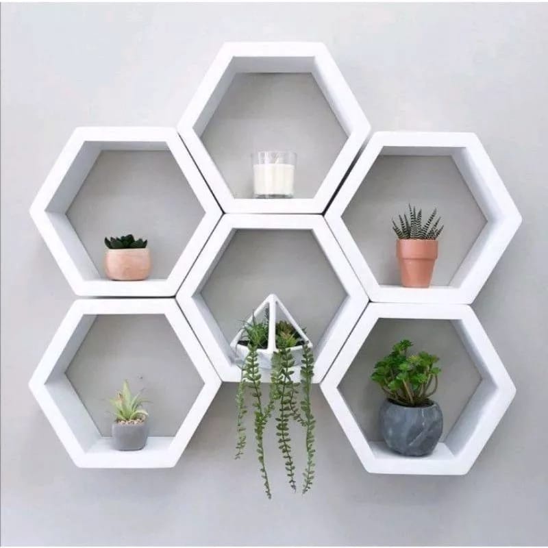 Jual rak hiasan dinding rak ambalan dekorasi Rak hexagonal dinding rak ...