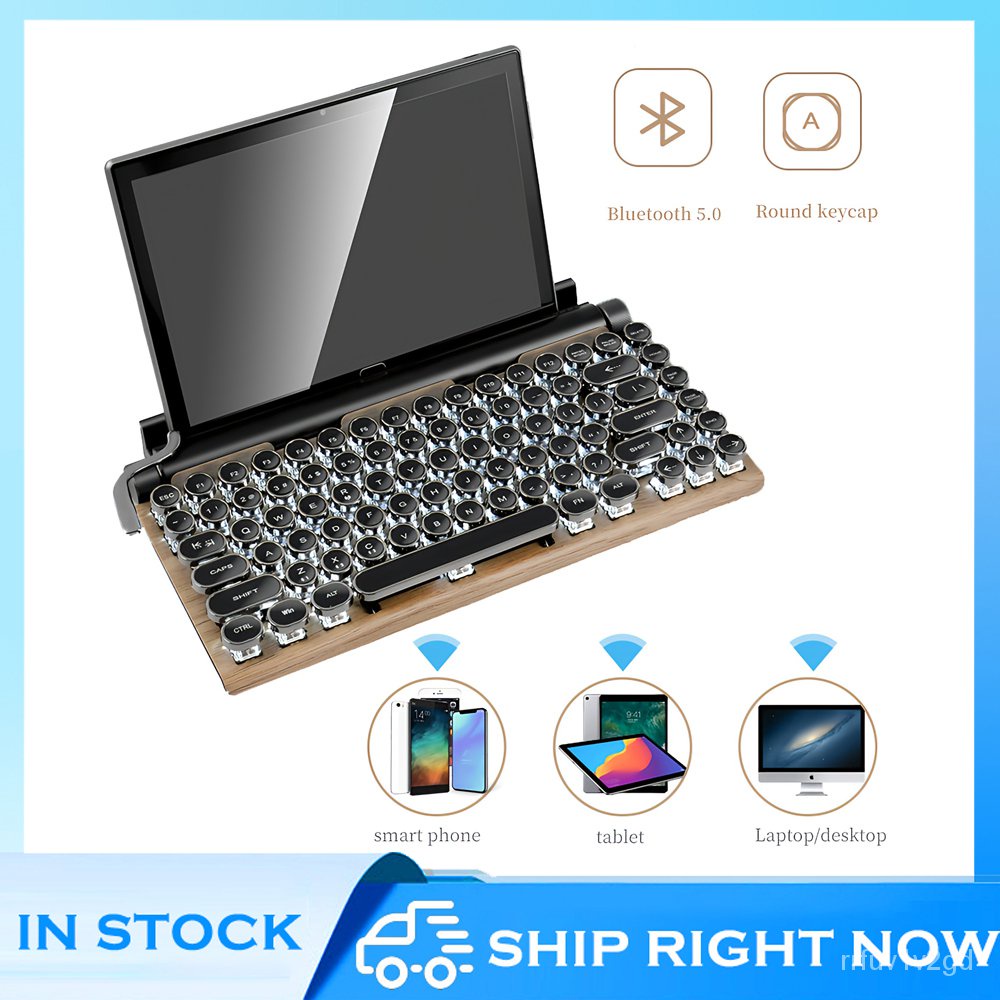 Jual &Retro Dot Typewriter Wireless Bluetooth Mechanical Keyboard 83 ...