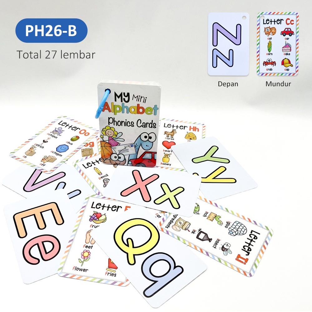Jual IDOON 27 Flash Card Kartu Huruf Abjad Montessori Bayi Belajar ...