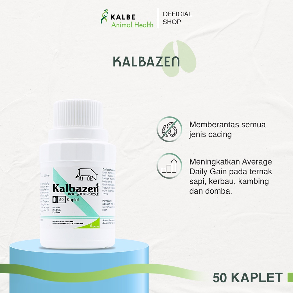 Jual Kalbazen 50 kaplet - Obat Cacing Spektrum Luas [ORIGINAL] | Shopee ...