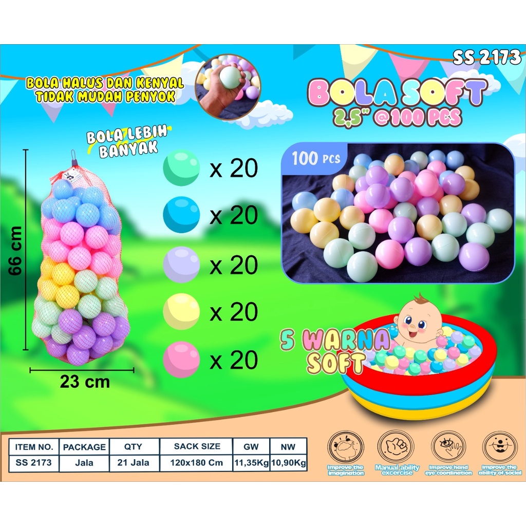 Jual MANDI BOLA ANAK SNI WARNA PASTEL/MAINAN BOLA-BOLA MANDI ANAK WARNA ...