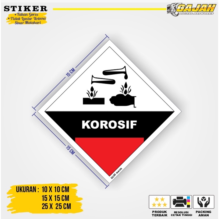 Jual Stiker Simbol Label K3 Limbah B3 Hazmat Korosif | Shopee Indonesia