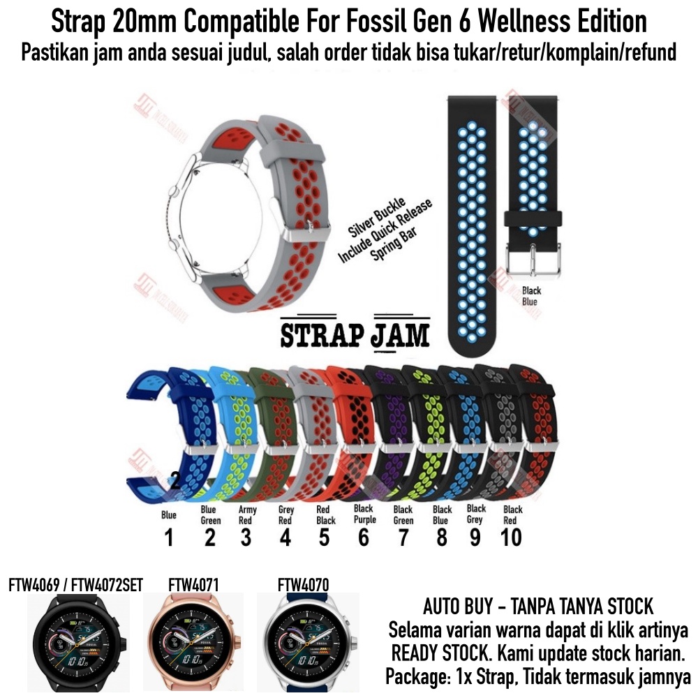Jual NSB Tali Jam 20mm Strap Fossil Gen 6 Wellness Edition - Rubber ...