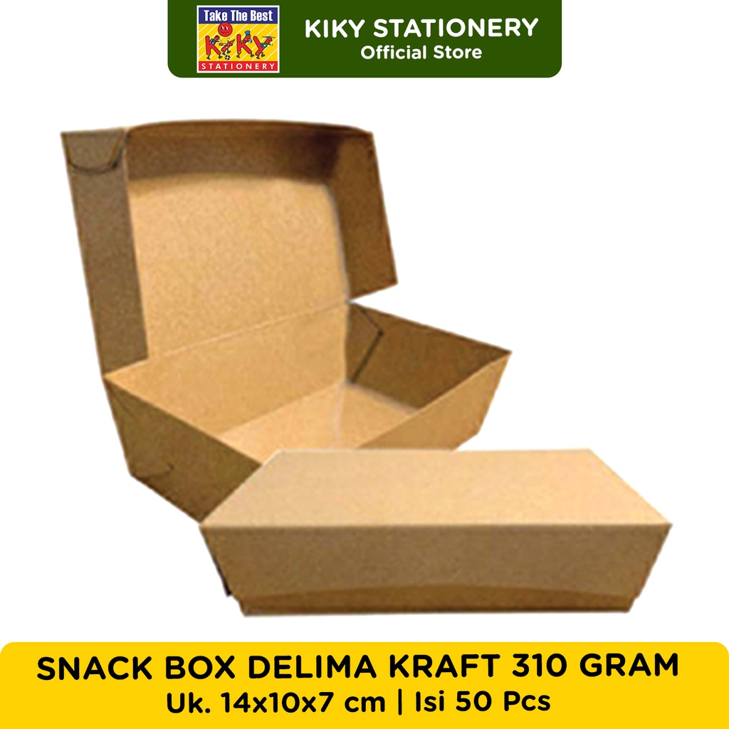 Jual DELIMA Snack Box Kraft 310 Gram (Uk. 14 x 10 x 7 cm) - 1 Pack = 50 ...