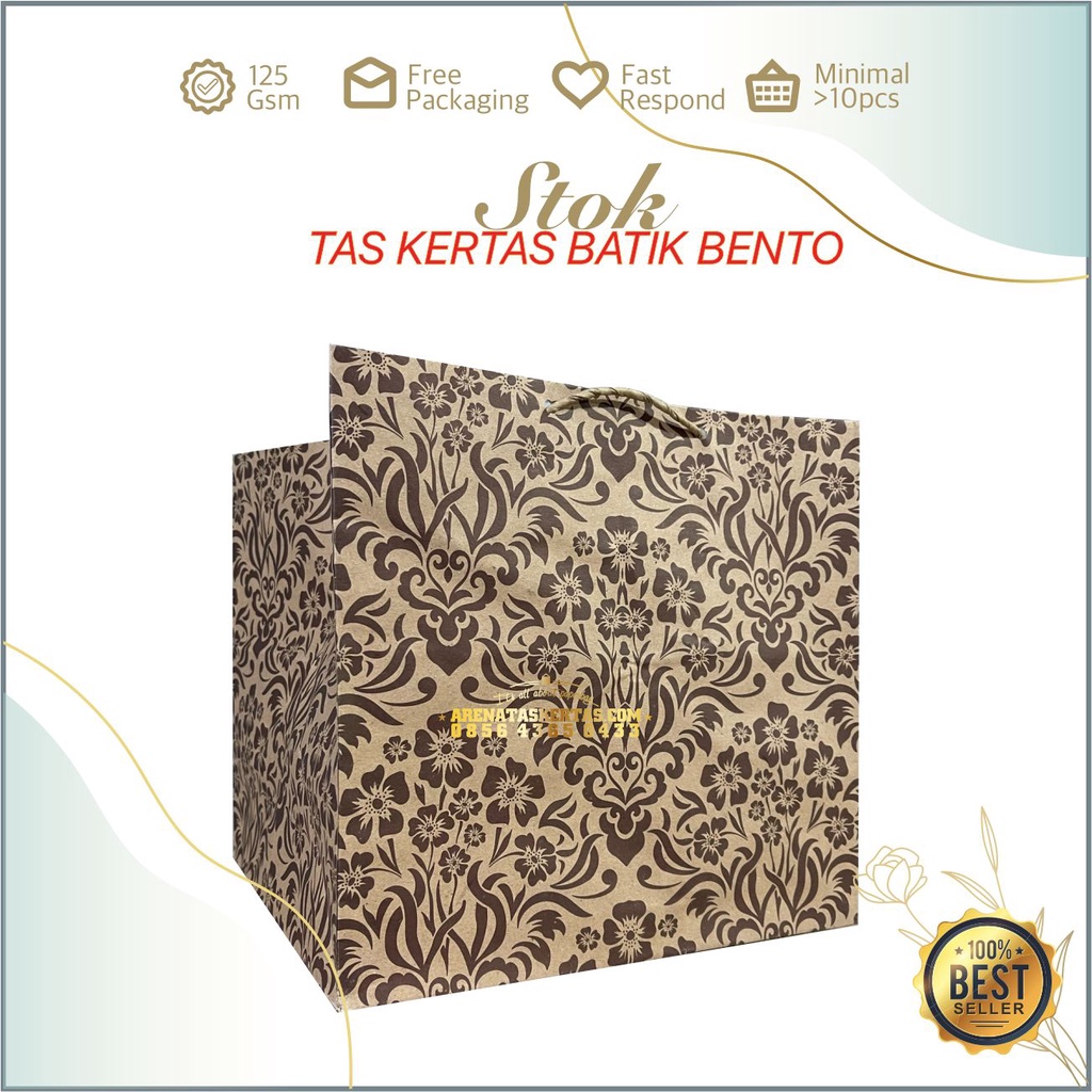 Jual Paper bag Bento Motif Batik, Paper Bag Kotak Nasi Box , Tas Kertas ...