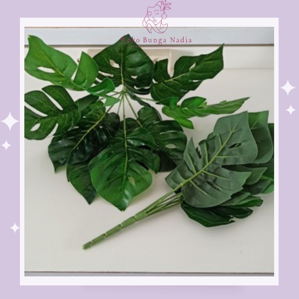 Jual Daun Artificial Monstera Plastik 9 Cabang Tanaman Hias Palsu Daun ...