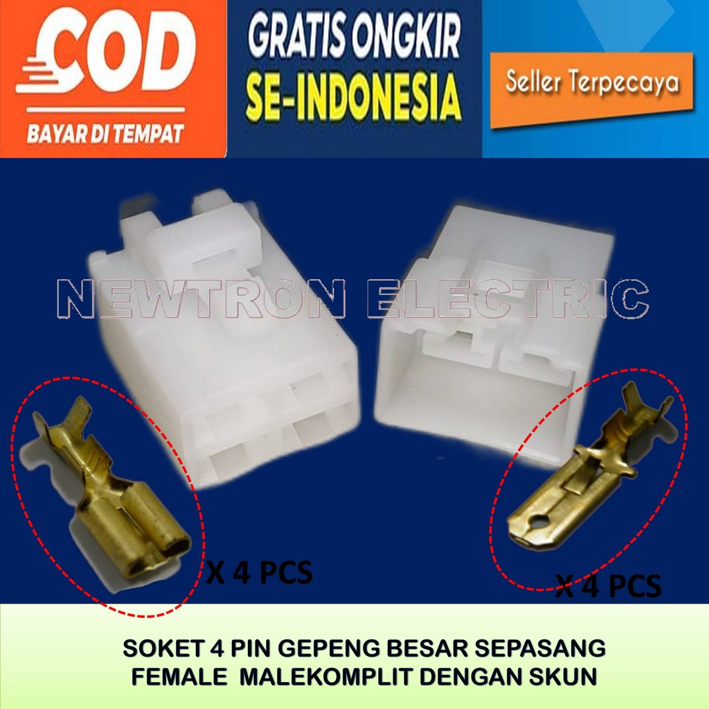 Jual SOKET SOCKET KONEKTOR CONNECTOR KABEL 4 PIN BESAR MALE FEMALE SOKET MOTOR MOBIL TAHAN PANAS ...