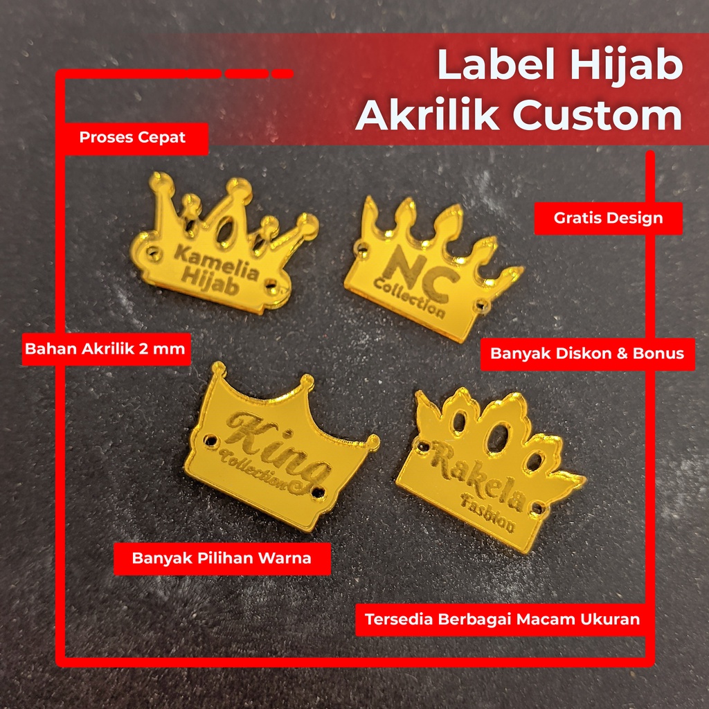 Jual LABEL AKRILIK HIJAB CUSTOM MAHKOTA | REBRANDING LABEL HIJAB ...