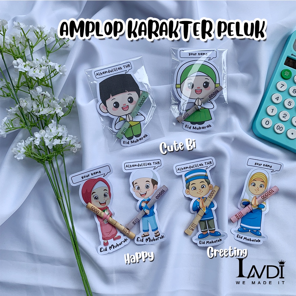 Jual Amplop Lebaran Karakter Peluk Lucu Unik Imut Custom Nama | Shopee ...