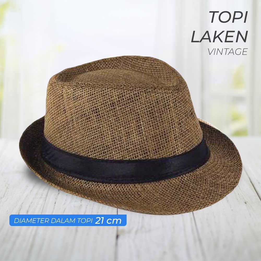 Jual Topi Fedora Unisex Laken Hat Jazz Classic Vintage - M-58 - Brown ...