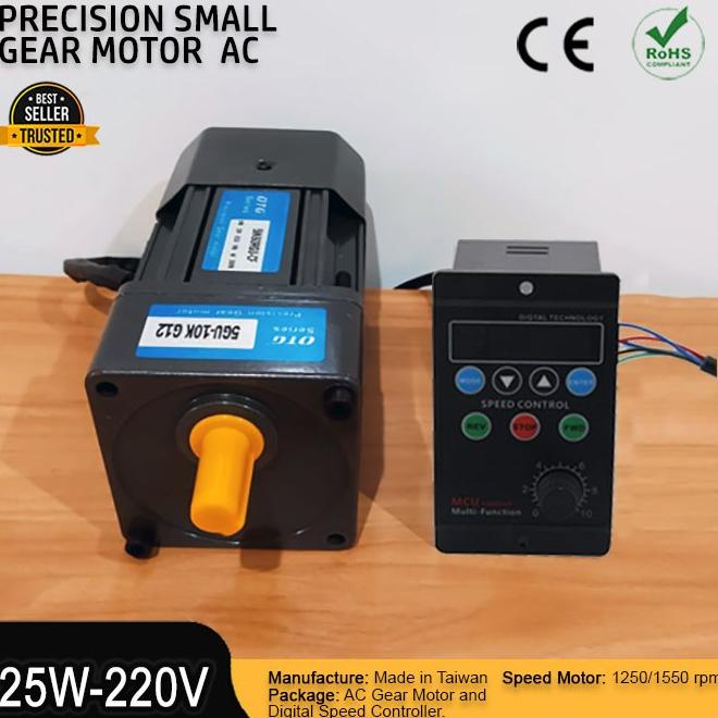 Jual Paket Motor Induksi Ac 1Ph 25W+Gearbox+Digital Controller | Shopee ...