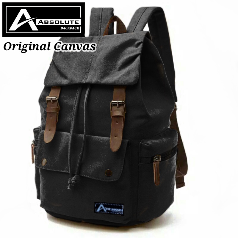 Jual Kanvas Pria Wanita (HITAM) Tas Ransel Kanvas Pria Wanita (ARMY ...
