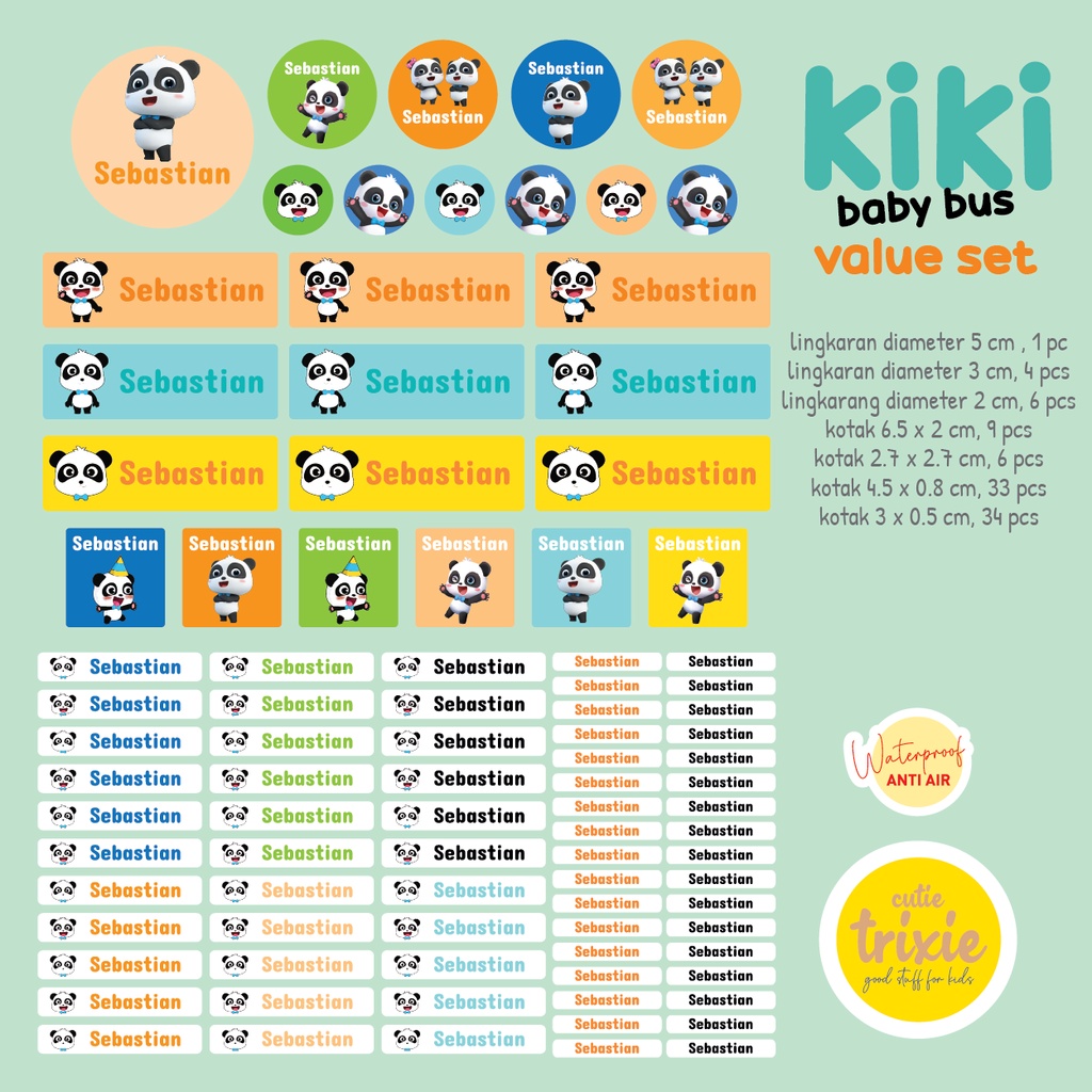 Jual STICKER LABEL NAMA ANAK WATERPROOF KIKI BABY BUS | Shopee Indonesia