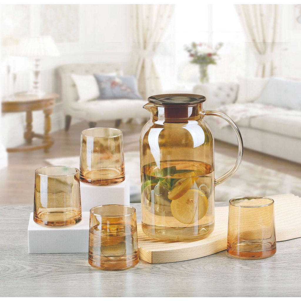 Jual [MS] Jug Teko Air Minum / Pitcher Jus / Ketel Air Kaca dengan 4 ...