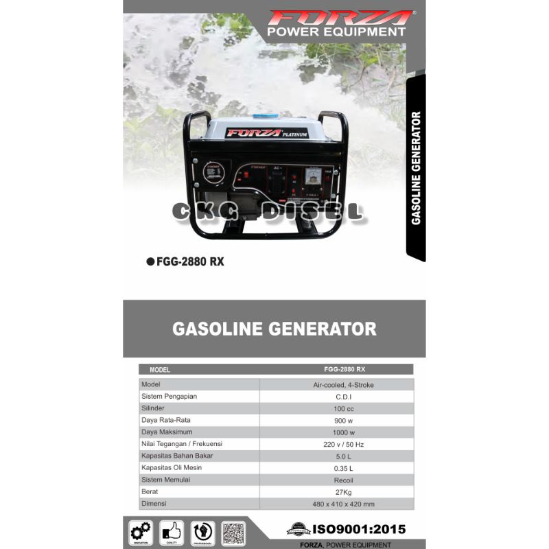 Jual Mesin Generator Genset Bensin 1000 watt Forza FGG-2880 RX AVR ...
