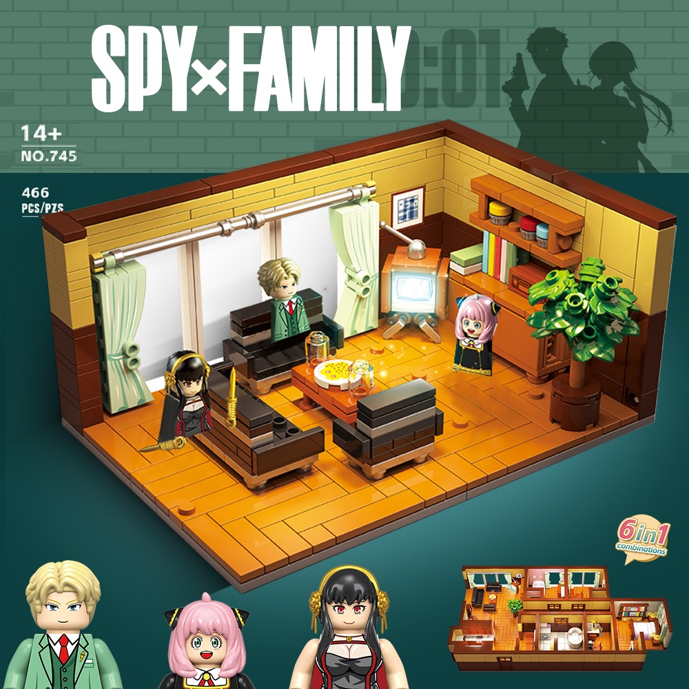 Jual Spy X Family Room Anime Figure Loid Anya Yor Forger Brick | Shopee ...