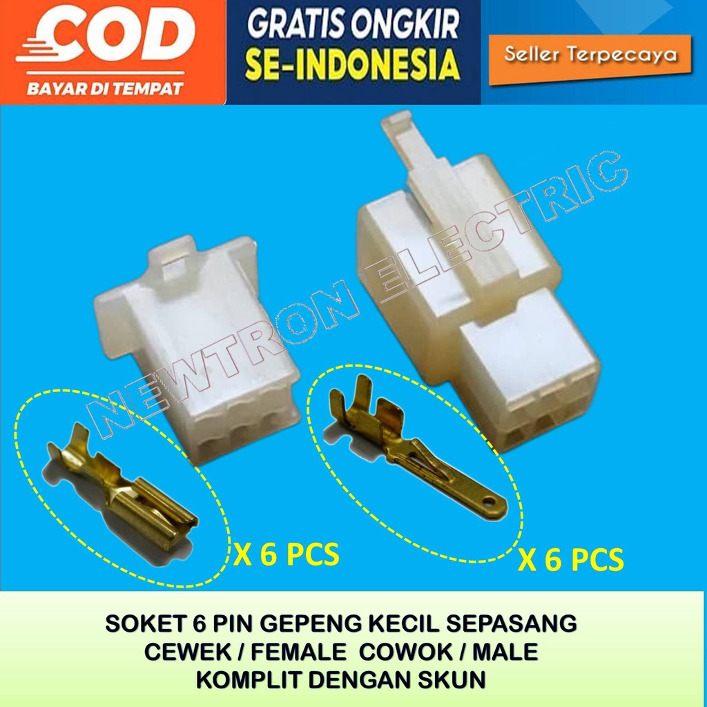 Jual SOKET 6 PIN SOKET KONEKTOR SOCKET CONNECTOR KABEL GEPENG KECIL ...