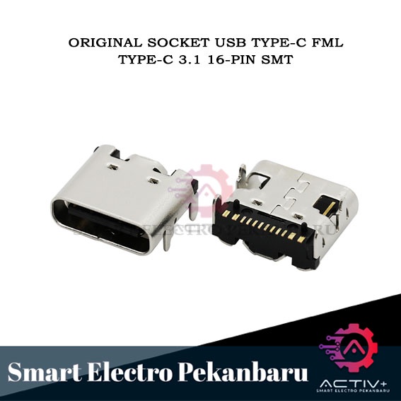 Jual ORIGINAL SOCKET TYPE C Female 16 PIN USB 3.1 SMT HD 16PIN SMD ...