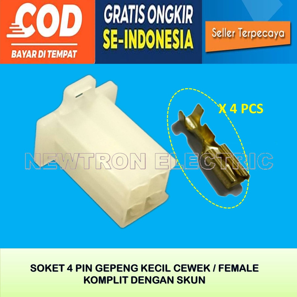 Jual SOKET 4 PIN FEMALE KECIL ORIGINAL - Soket Kabel Gepeng 4 Pin kecil ...