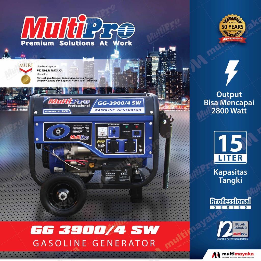 Jual MULTIPRO - GENSET BENSIN / GASOLINE GENERATOR - GG-3900/4 SW - GARANSI RESMI 1 THN | Shopee ...