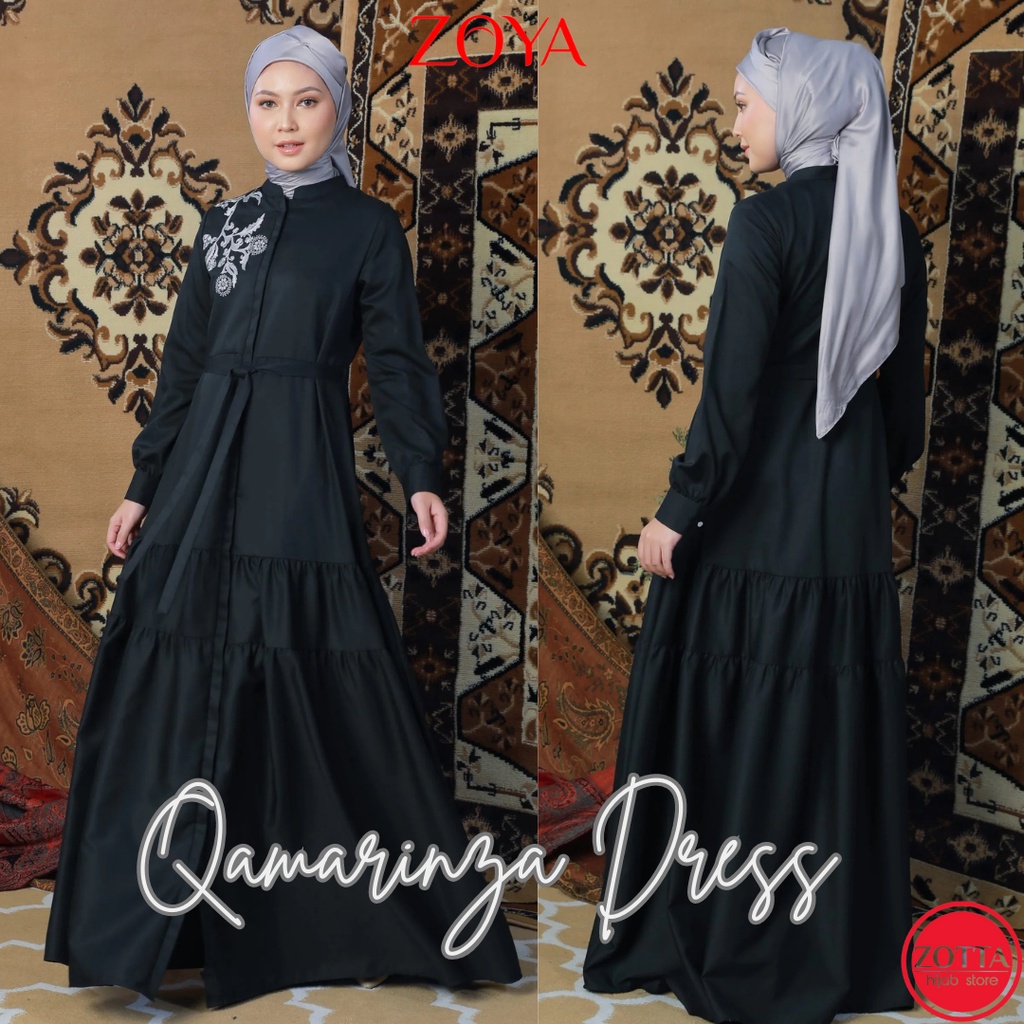 Jual Gamis Terbaru Lebaran ZOYA Qamarinza Dress Bahan Katun Warna Hitam ...