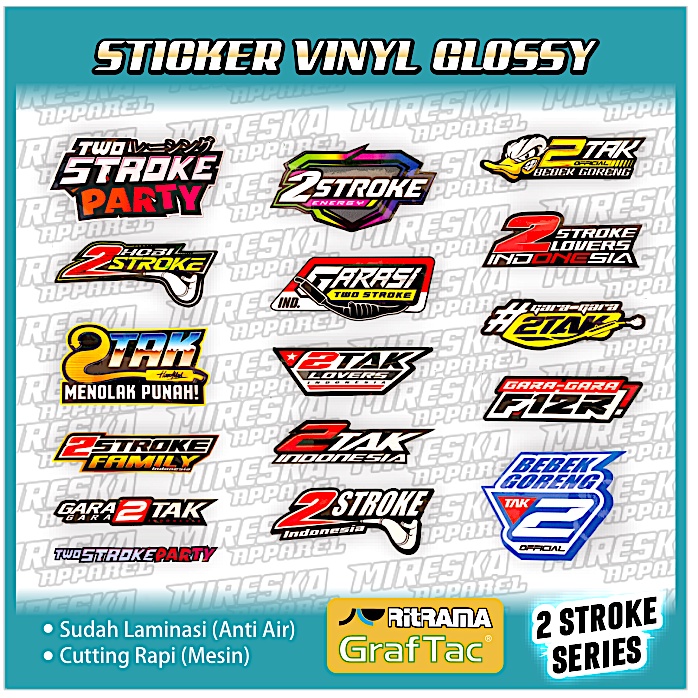 Jual Terbaru!! Stiker Viral Glossy Terlaris Aesthetic 2 STROKE 2 Tak ...