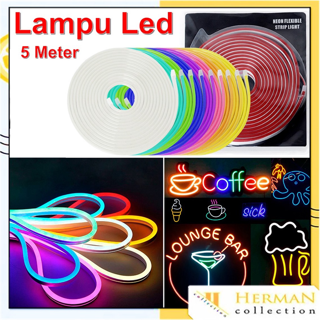 Jual HC Lampu Neon Flex LED Strip Selang Panjang 5M DC 12V Waterproof DIY Plafon Ceiling Indoor ...