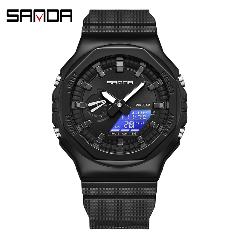 Jual SANDA 3167 Jam Tangan Pria Wanita Digital Analog Sport EL Backlight Tali Rubber Anti Air ...